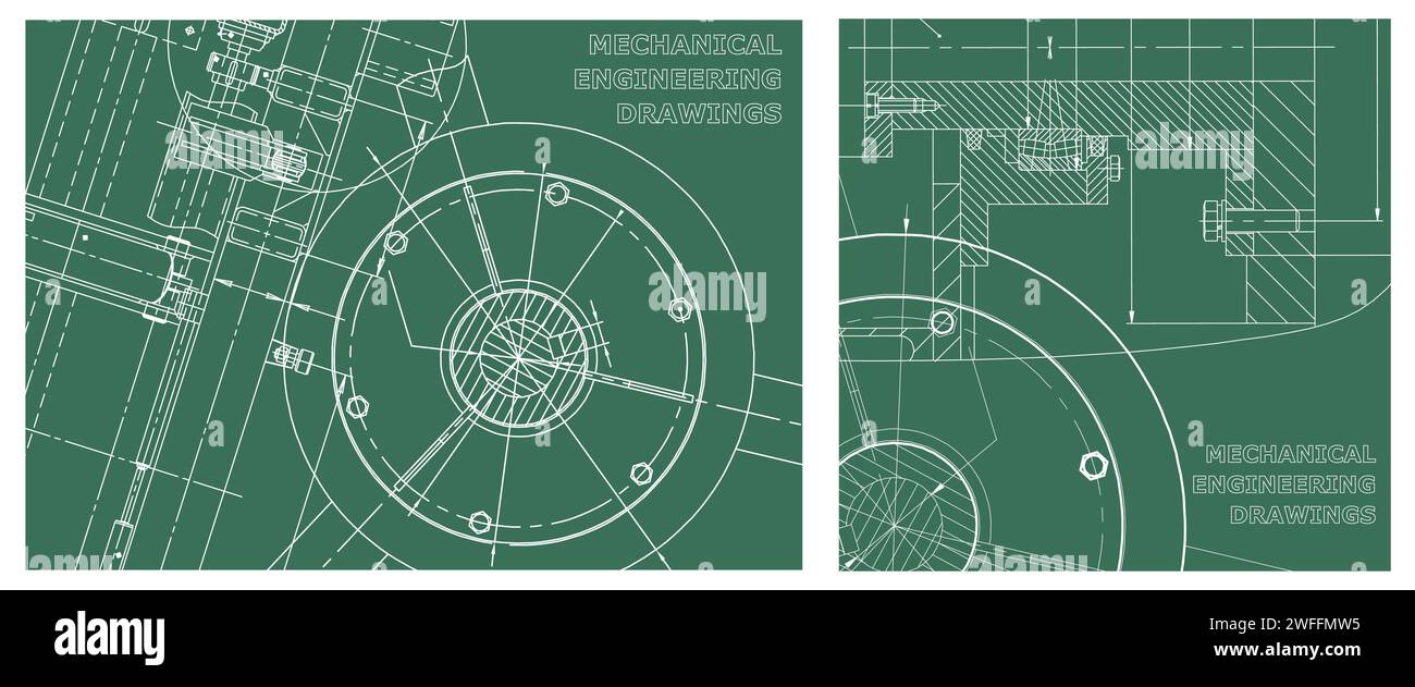 Blueprint. Technical Design. Engineering illustration set. Instrument ...