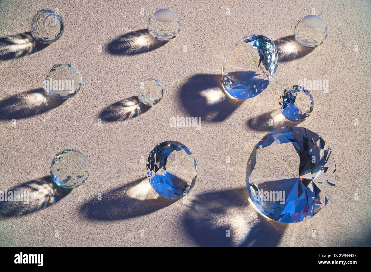 Many luxury diamonds in different sizes are arranged in stone ...