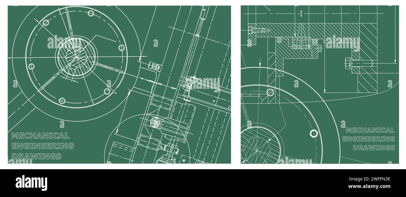 Blueprint. Technical Design. Engineering illustration set. Instrument ...