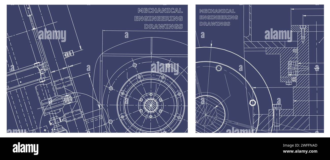 Instrument-making drawings. Blueprint. Engineering illustration set ...