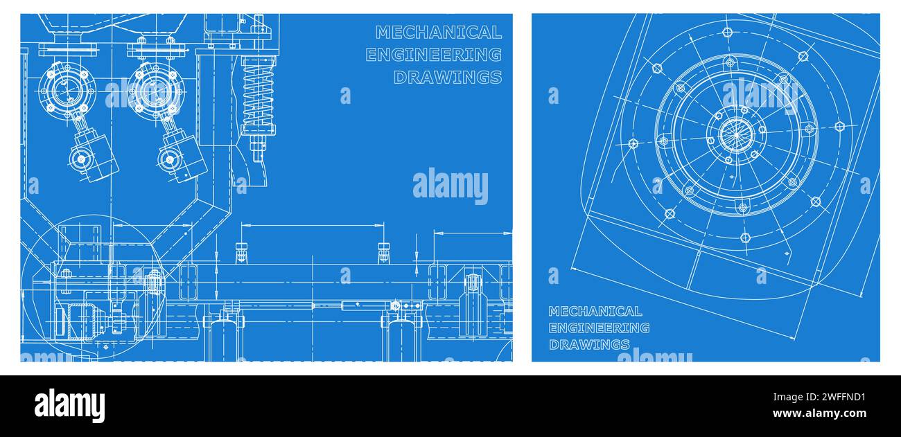 Engineering illustration set. Instrument-making drawings. Computer ...