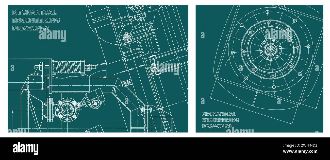Instrument-making drawings. Engineering illustration set. Computer ...