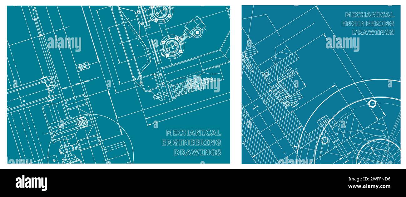 Engineering illustration set. Cover, flyer, banner, background ...