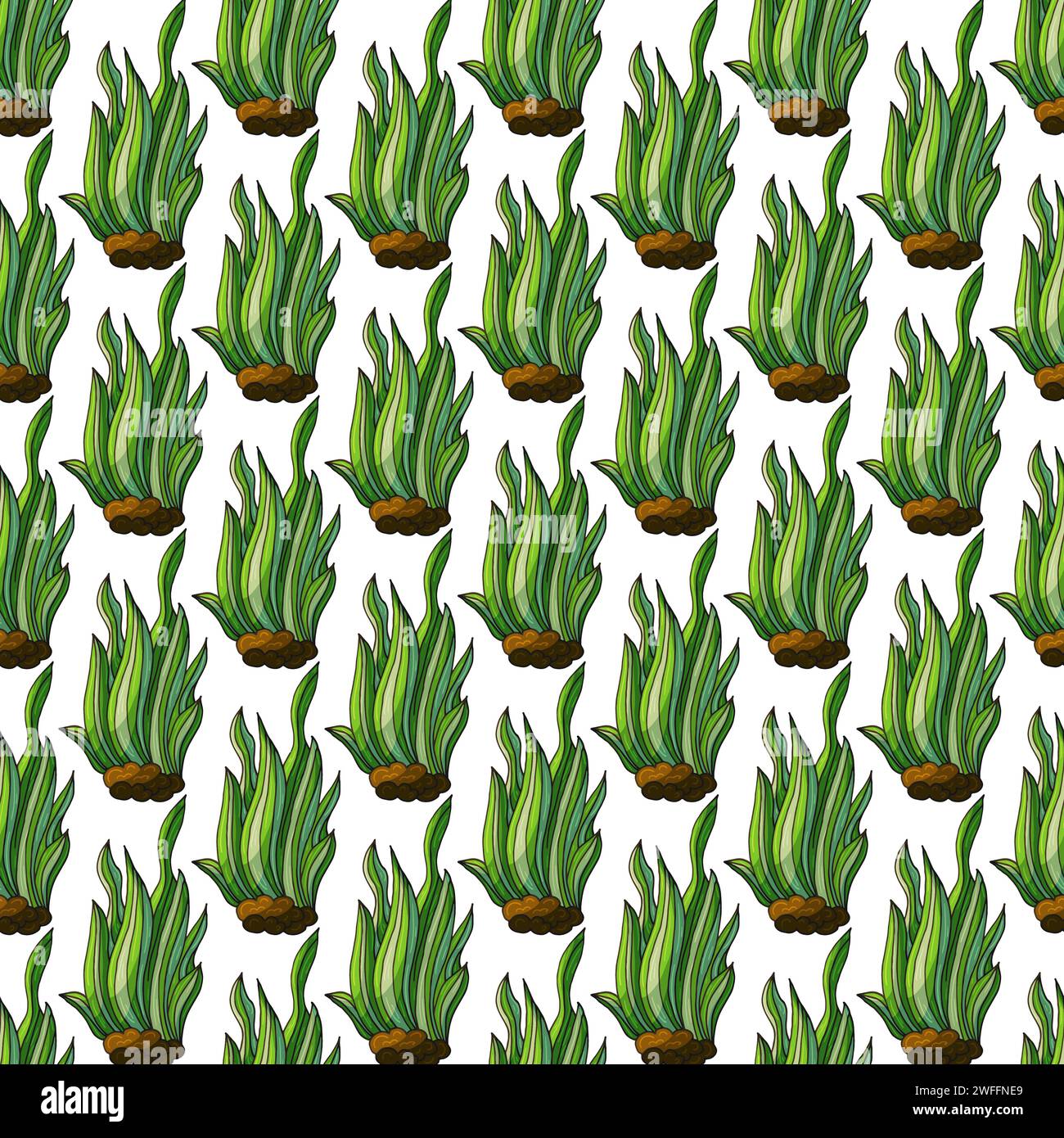 Creative marine seamless pattern. Algae. Pattern in hand draw style ...