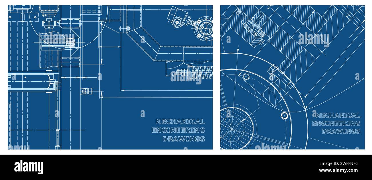 Engineering illustration set. Corporate Identity. Mechanical ...
