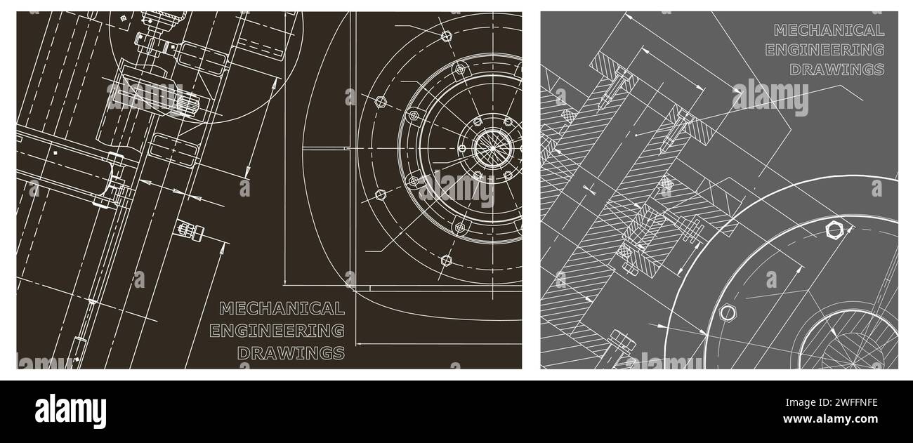 Engineering illustration set. Cover, flyer, banner, background ...