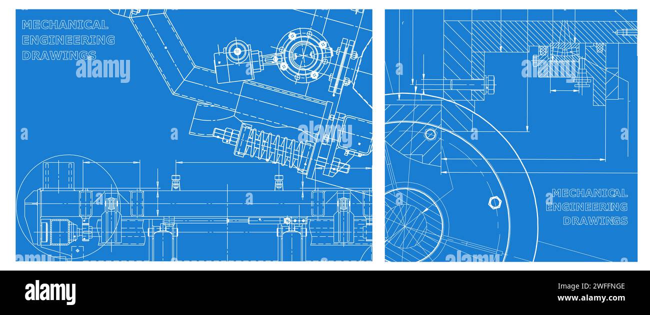 Engineering Drawing Set Vector Engineering Illustration Instrument Making Drawings Technical