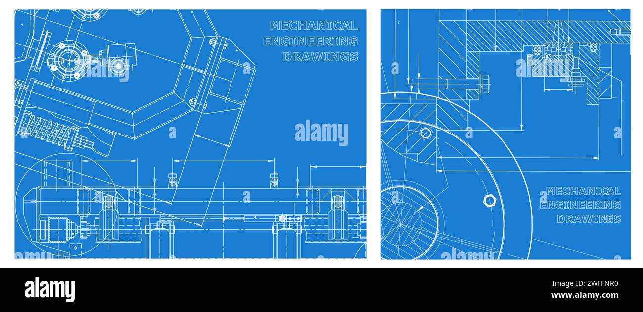 Engineering illustration set. Instrument-making drawings. Computer ...