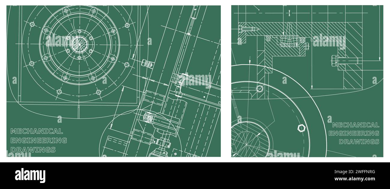 Blueprint. Engineering illustration set. Technical Design. Instrument ...