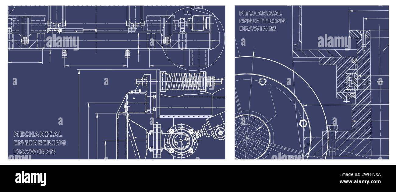 Computer aided design systems. Engineering illustration set. Technical ...