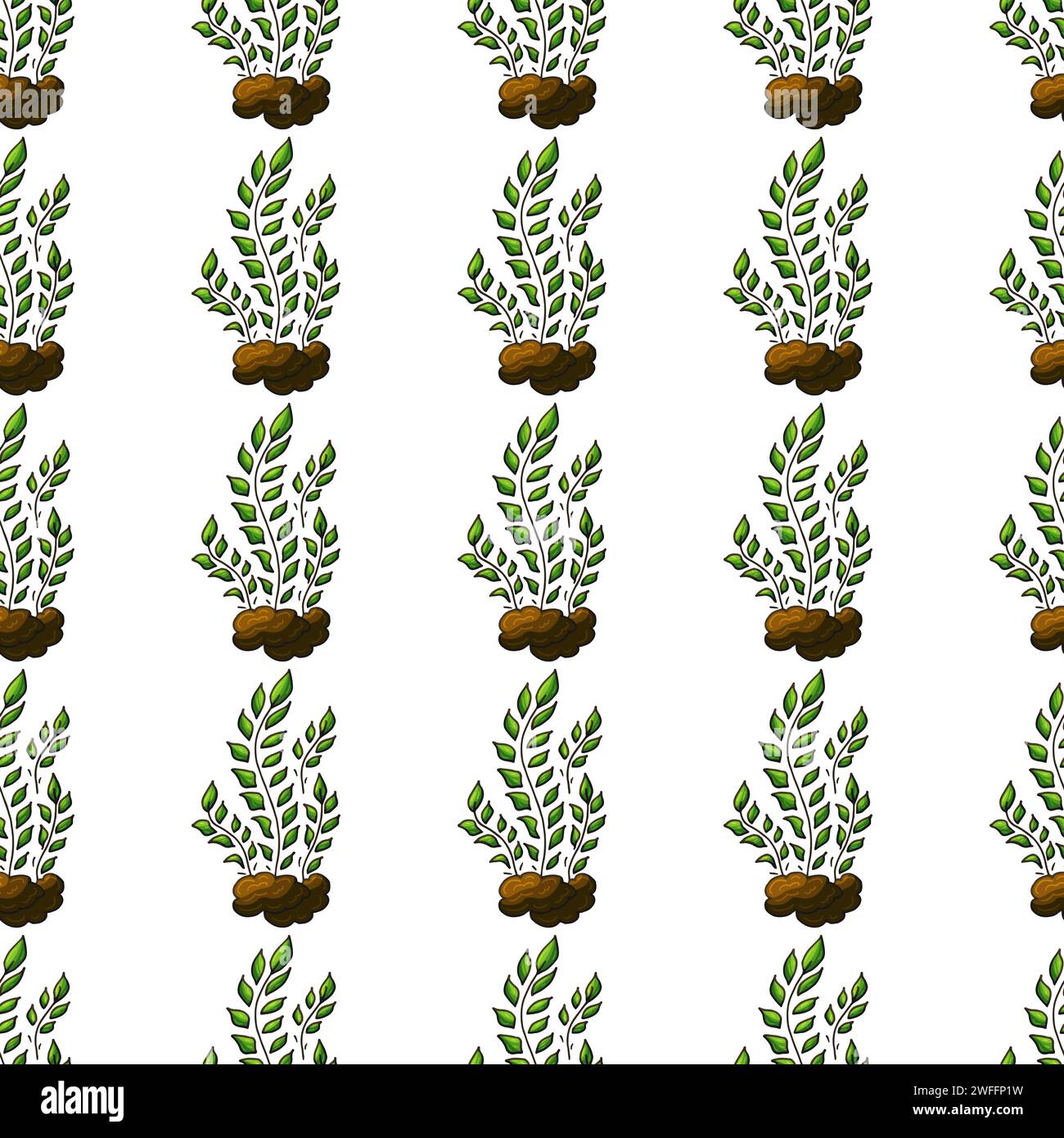 Algae. Creative marine seamless pattern. Pattern in hand draw style ...