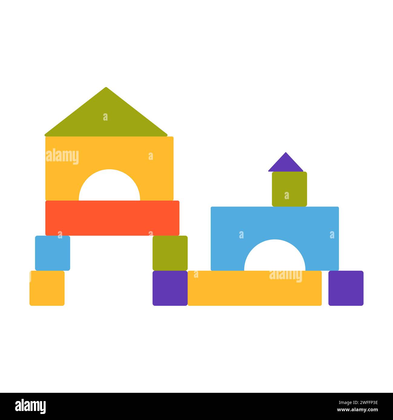 Kindergarten wooden toys. Colorful shapes for construction cartoon ...