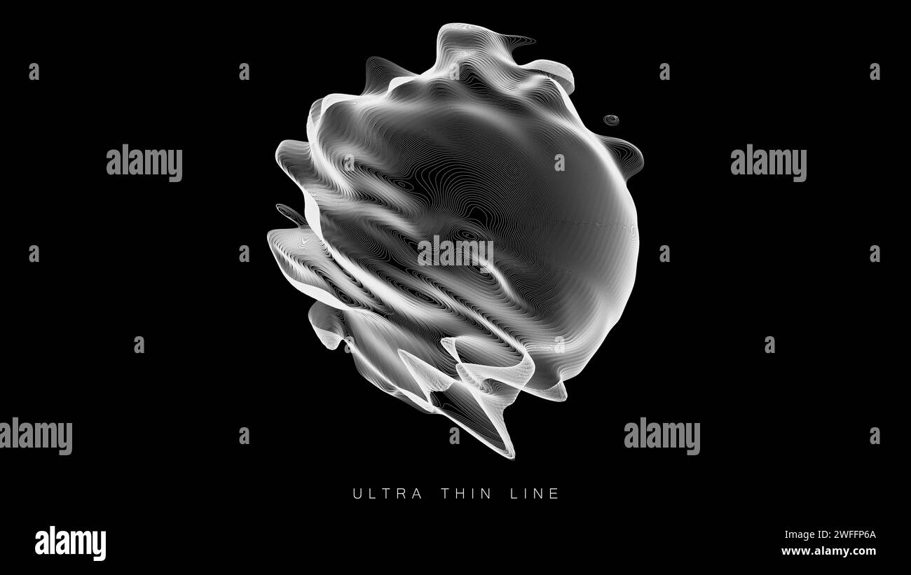 Distorted line spheres. Vector thin line glitch geometry Stock Vector ...