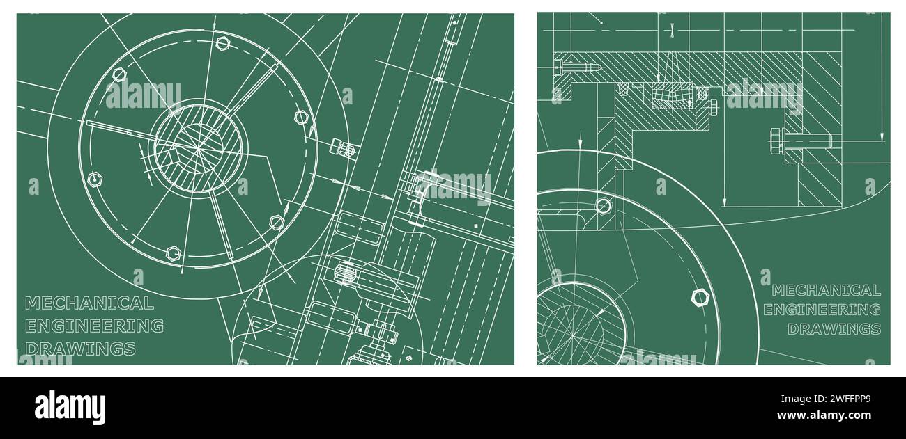 Blueprint. Technical Design. Engineering illustration set. Instrument ...