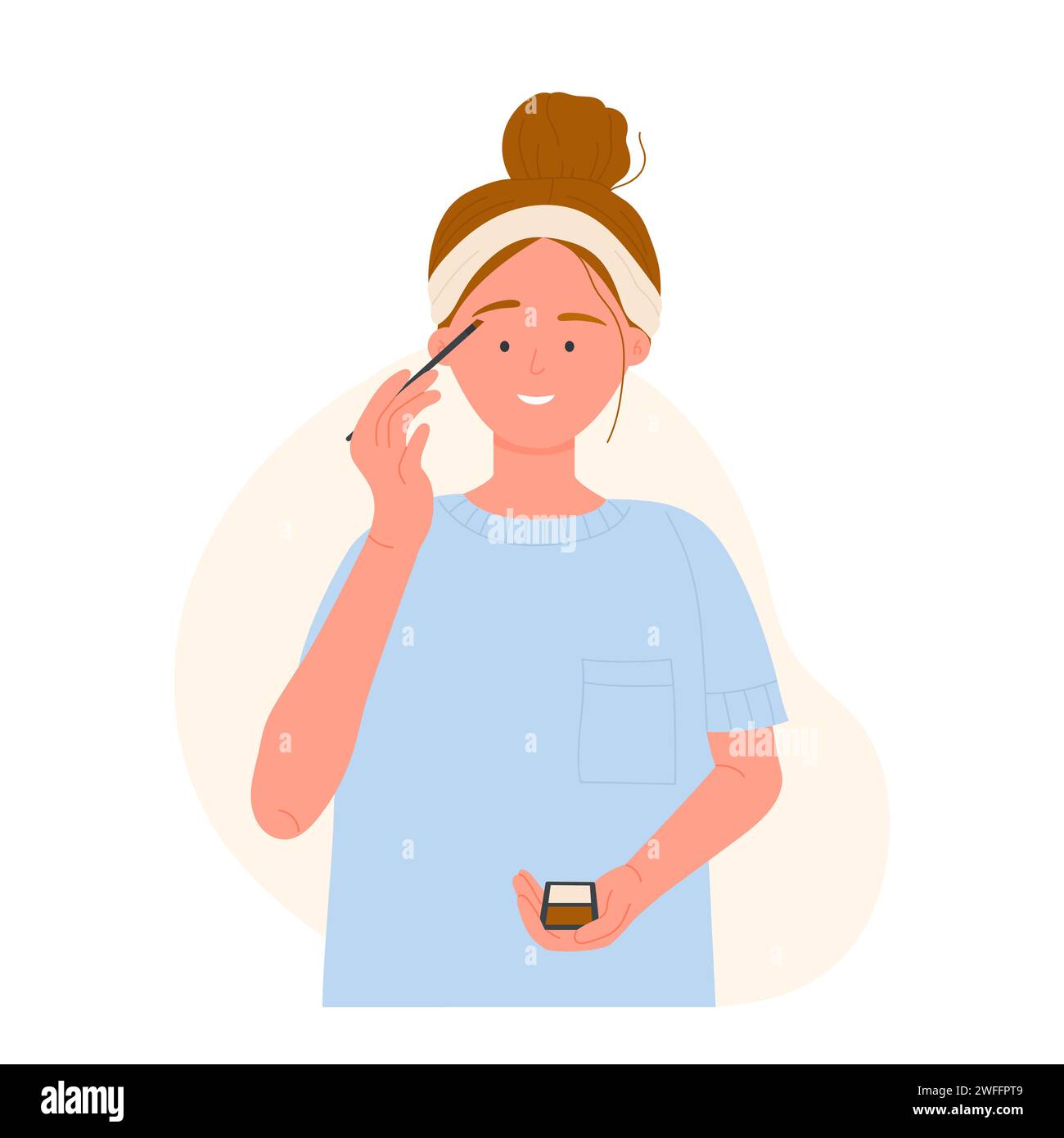 Girl drawing her eyebrows. Decorative makeup cosmetics, brows painting ...