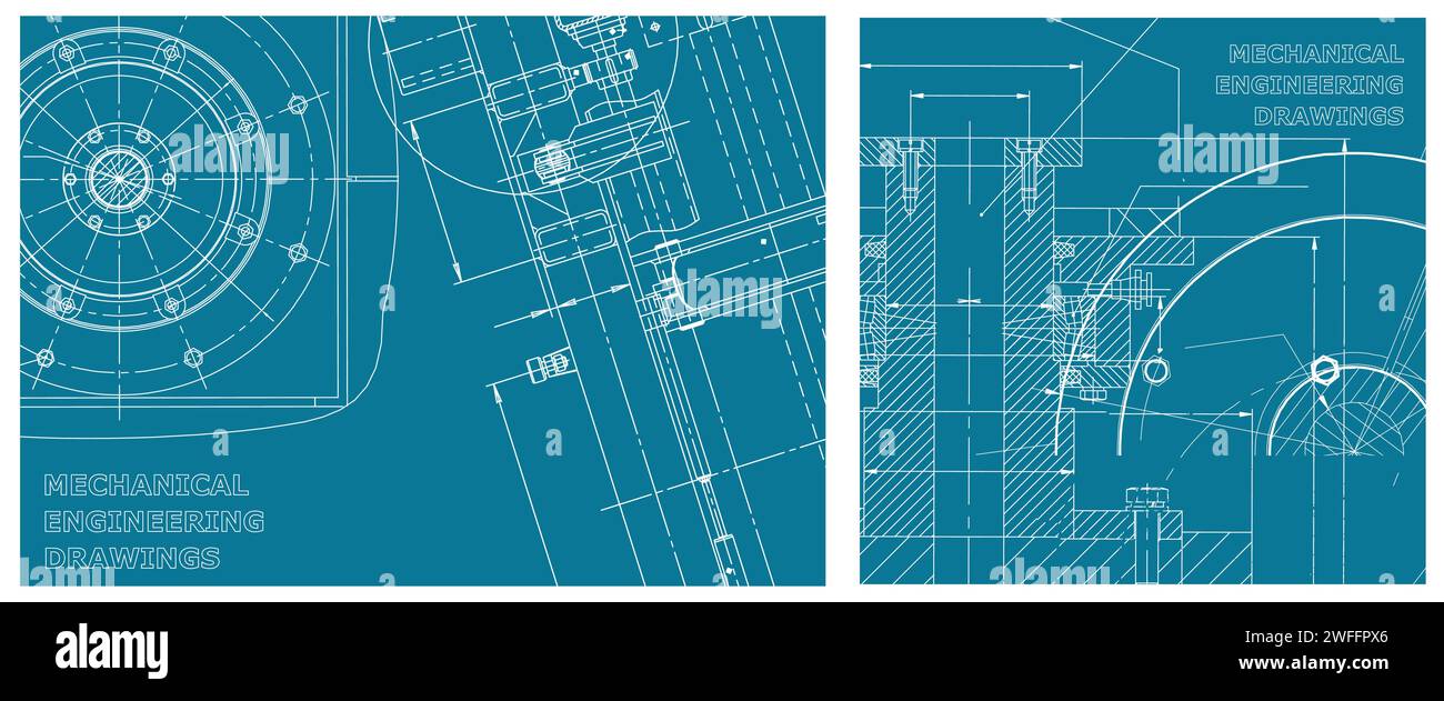 Blueprint, Sketch. Engineering illustration set. Cover, flyer, banner ...