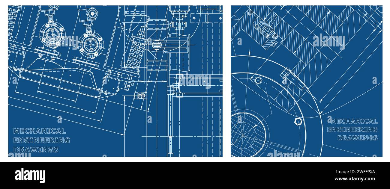 Engineering illustration set. Corporate Identity. Mechanical ...