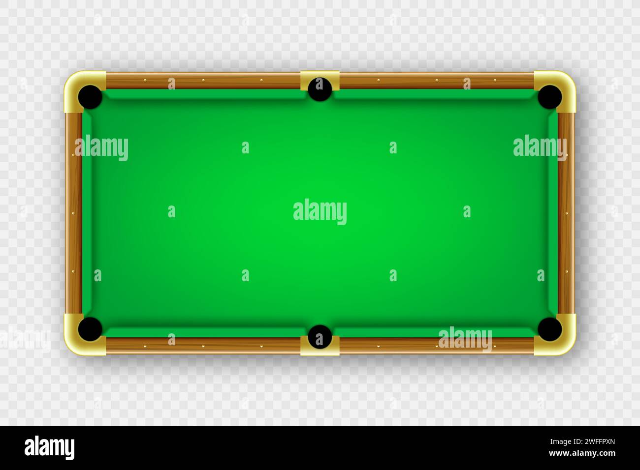 Green billiards table, top view. Snooker or pool sports equipment ...