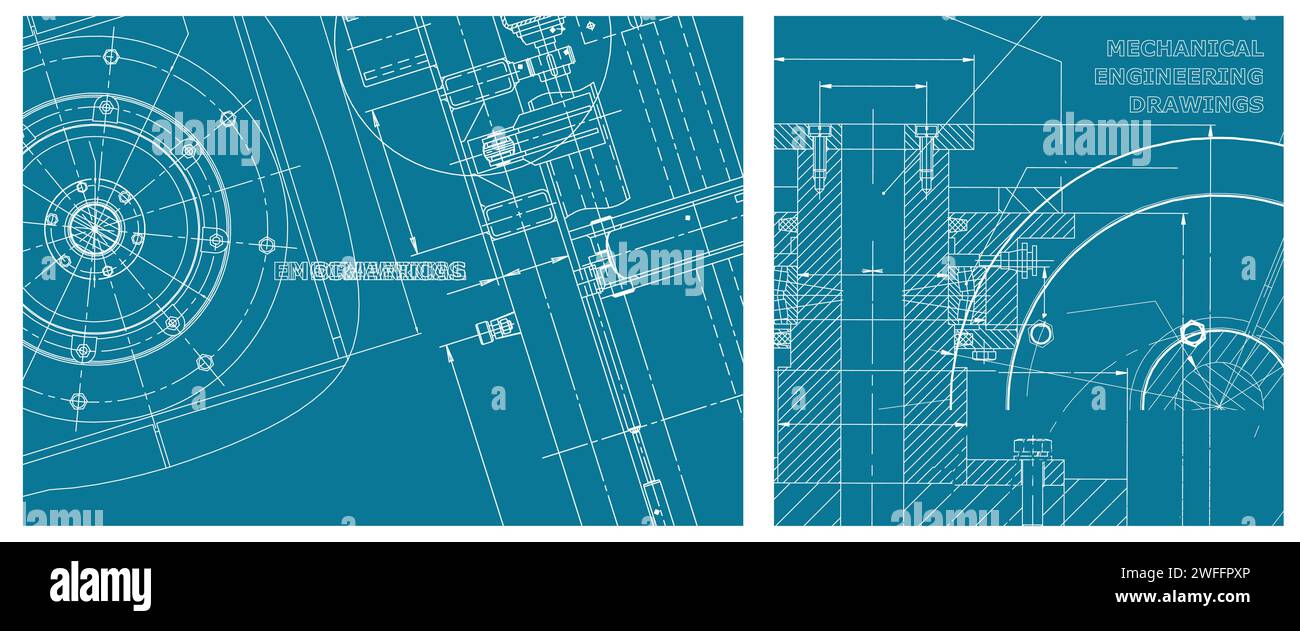 Blueprint, Sketch. Engineering illustration set. Cover, flyer banner ...