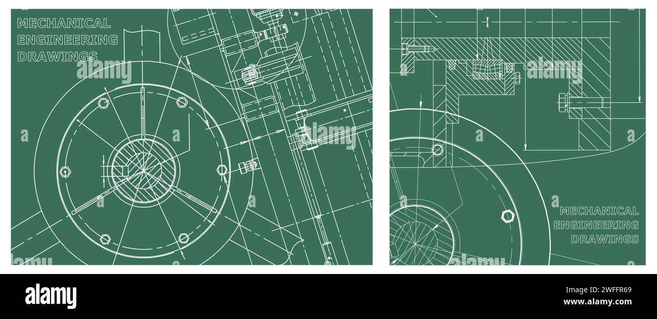 Blueprint. Technical Design. Engineering illustration set. Instrument ...