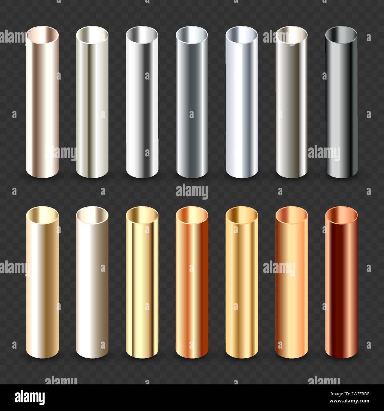 Steel and copper pipes collection. Construction material, pipeline ...