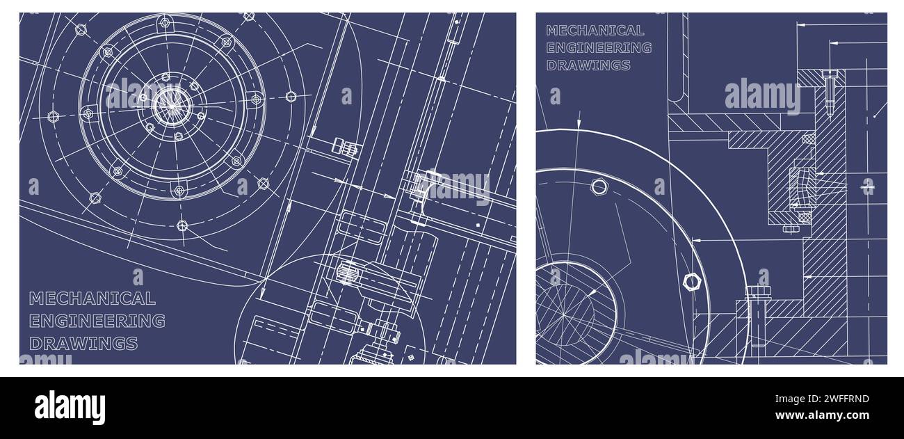 Computer aided design systems. Technical Design. Blueprint. Engineering illustration set ...
