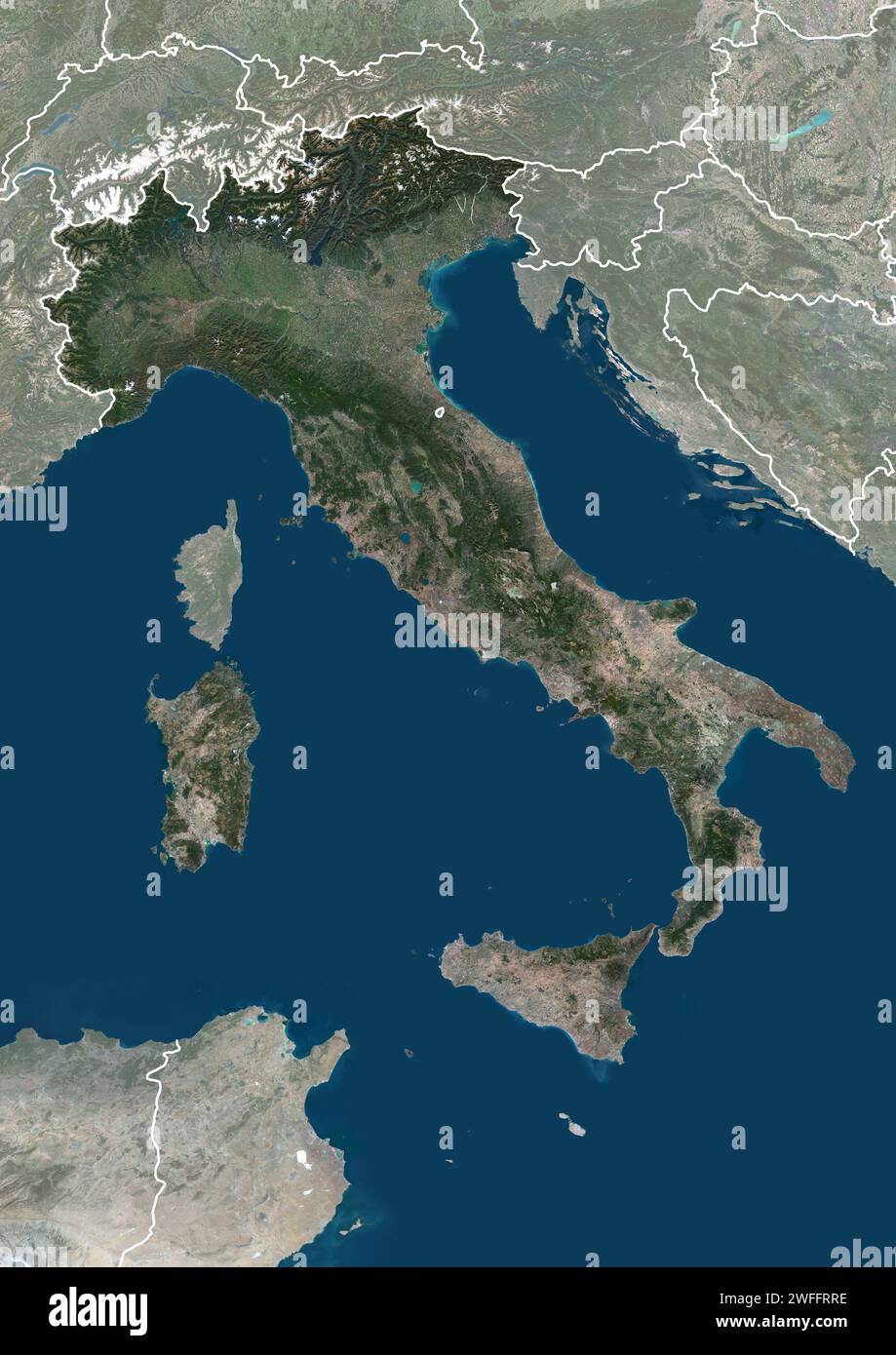 Italy, satellite image Stock Photo - Alamy