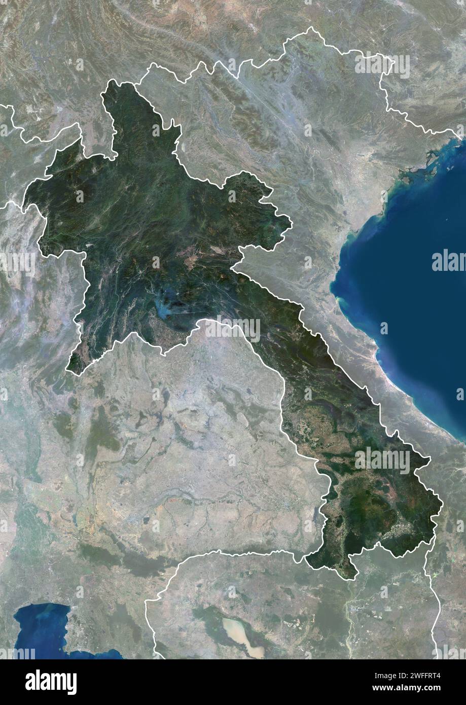 Laos, satellite image Stock Photo - Alamy