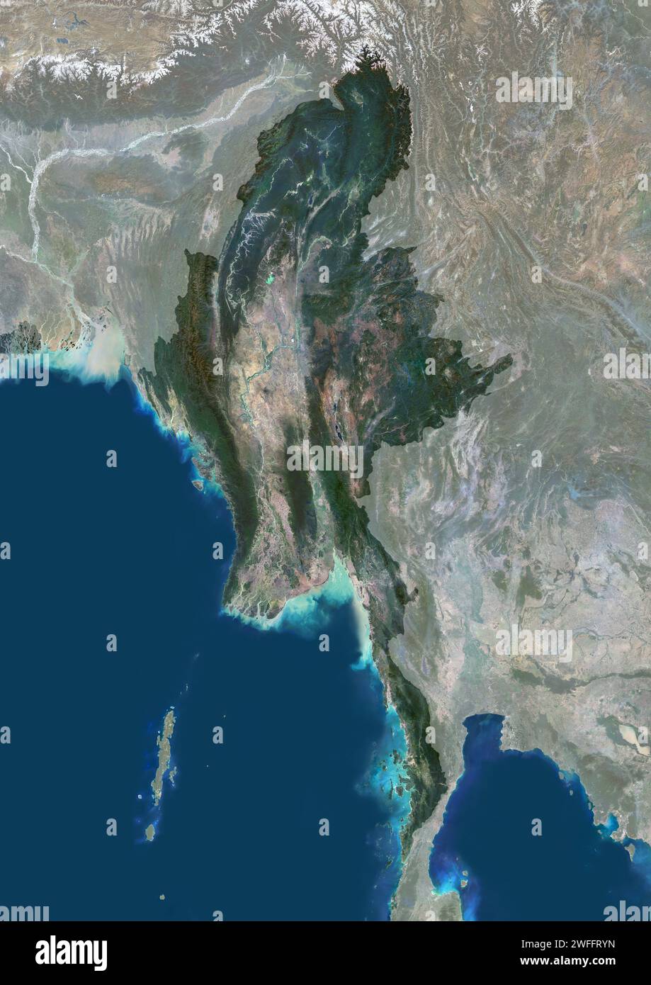 Myanmar, satellite image Stock Photo - Alamy