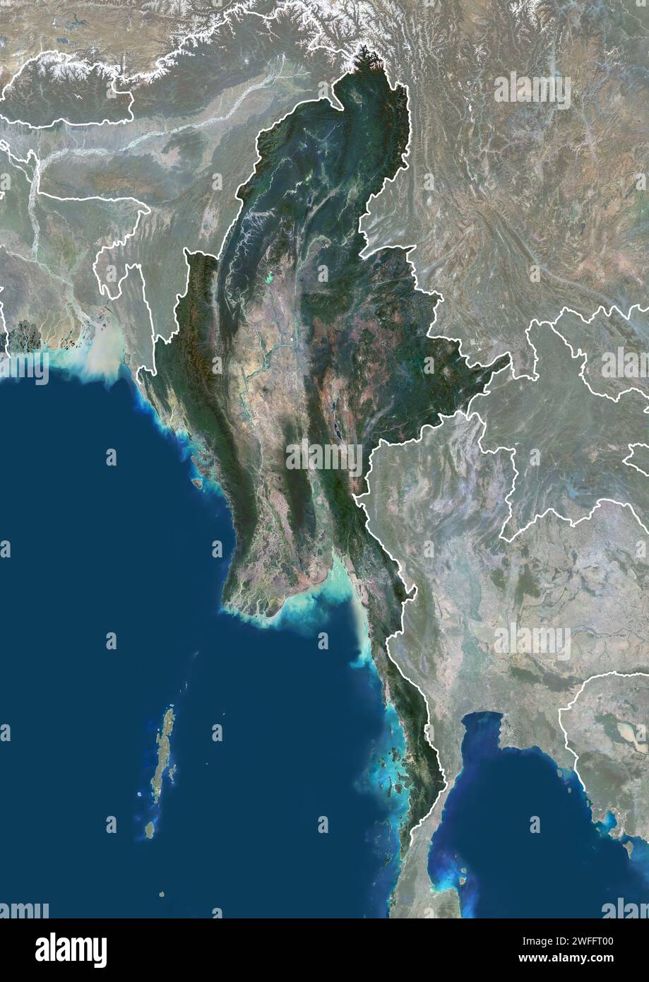 Myanmar, satellite image Stock Photo - Alamy