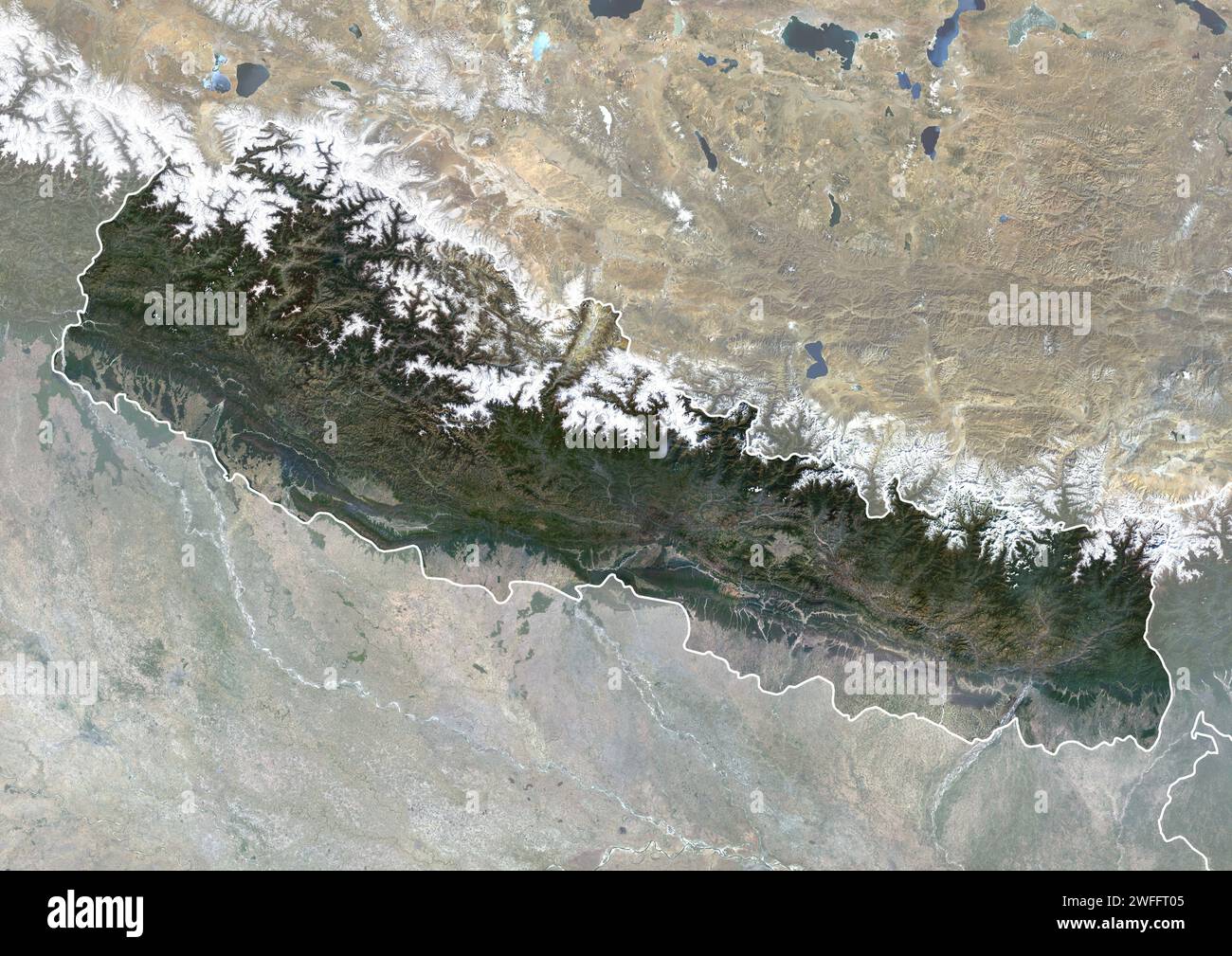 Nepal, satellite image Stock Photo - Alamy