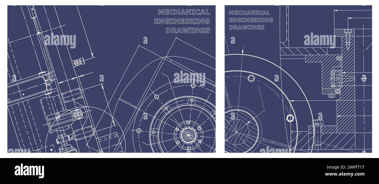 Instrument-making drawings. Blueprint. Engineering illustration set ...