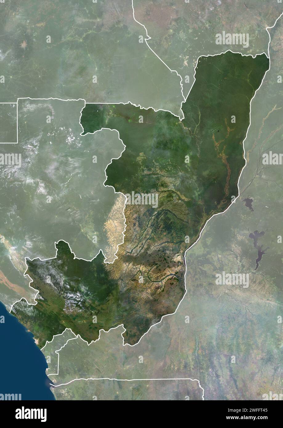 Republic of the Congo, satellite image Stock Photo - Alamy