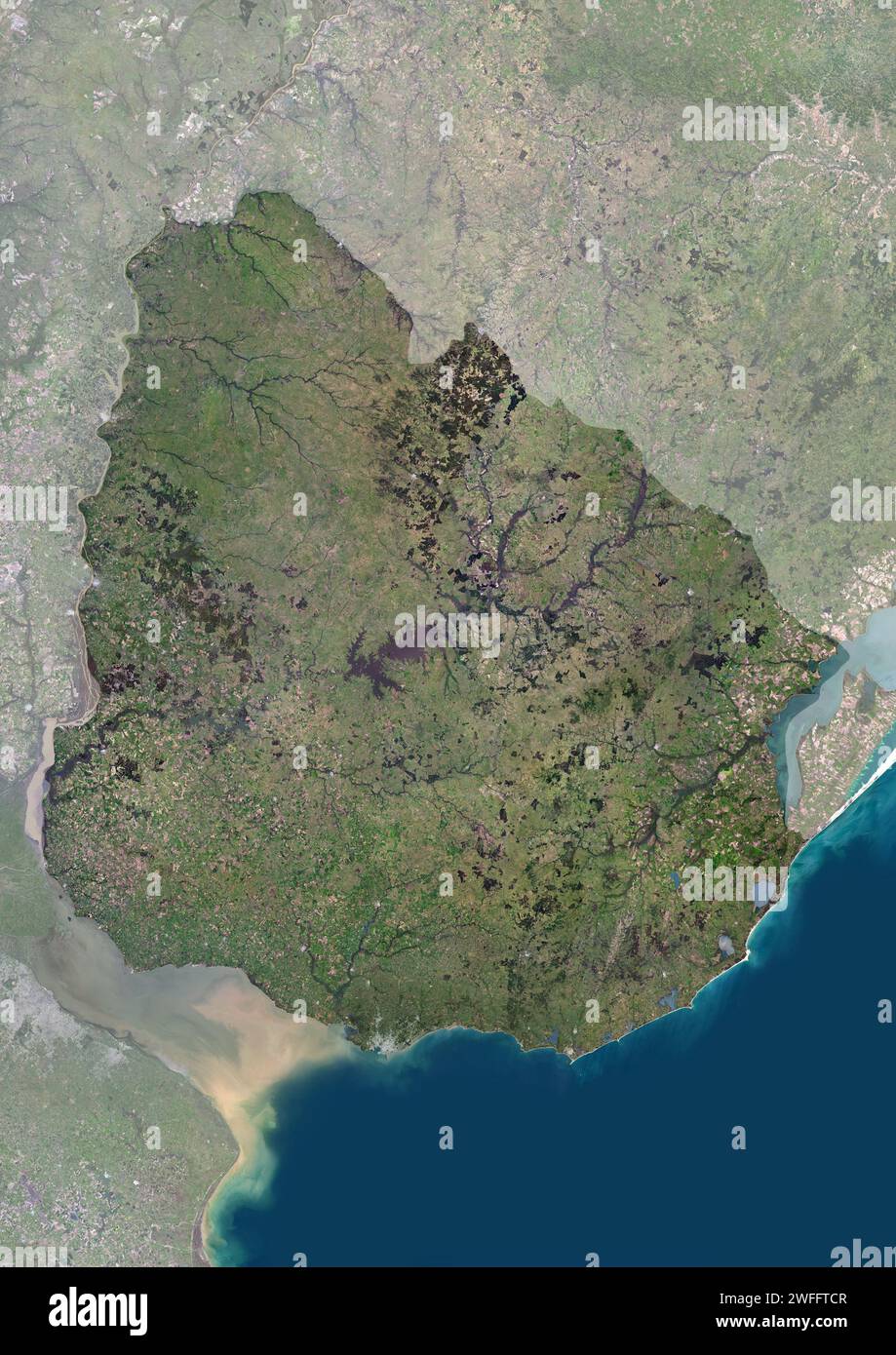 Uruguay, satellite image Stock Photo - Alamy