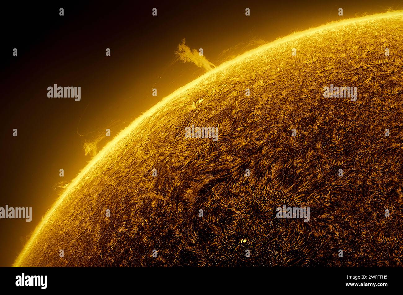 Solar chromosphere showing vertical prominence Stock Photo - Alamy