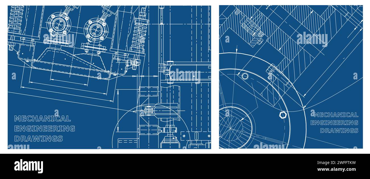 Engineering illustration set. Mechanical engineering. Backgrounds of ...