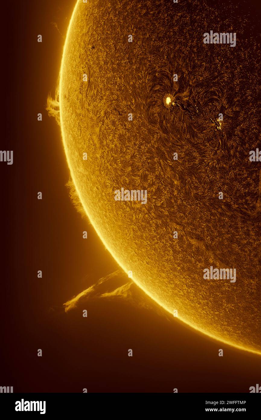 Solar chromosphere showing large prominence Stock Photo - Alamy