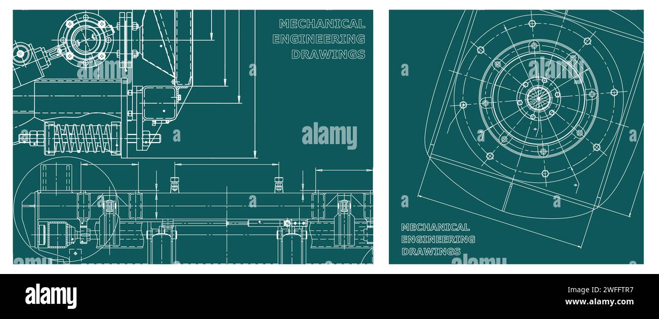 Engineering illustration set. Instrument-making drawings. Computer ...