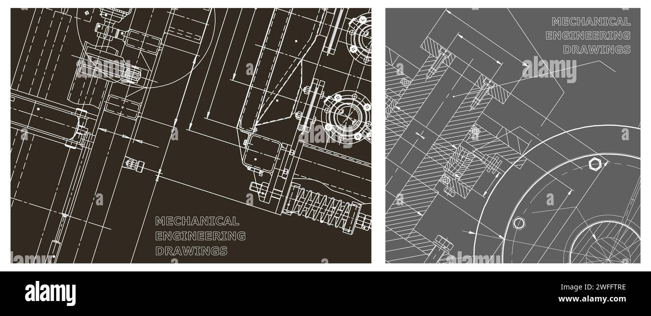Engineering illustration set. Cover, flyer, banner, background ...