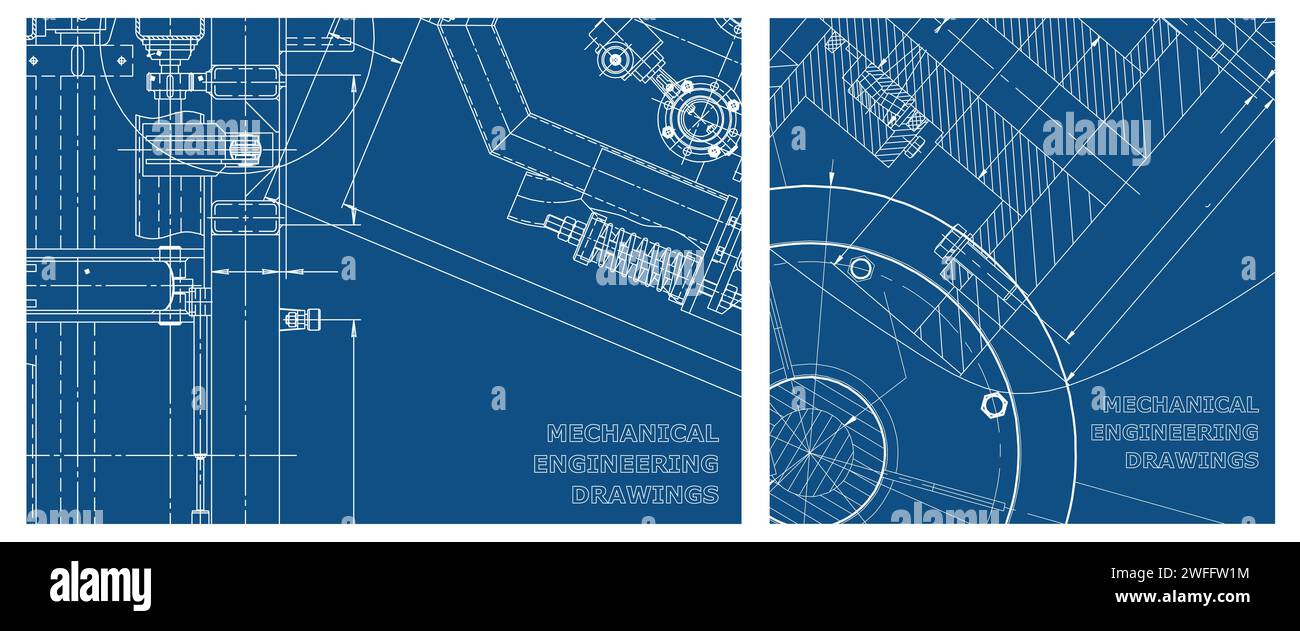 Engineering illustration set. Corporate Identity. Mechanical ...