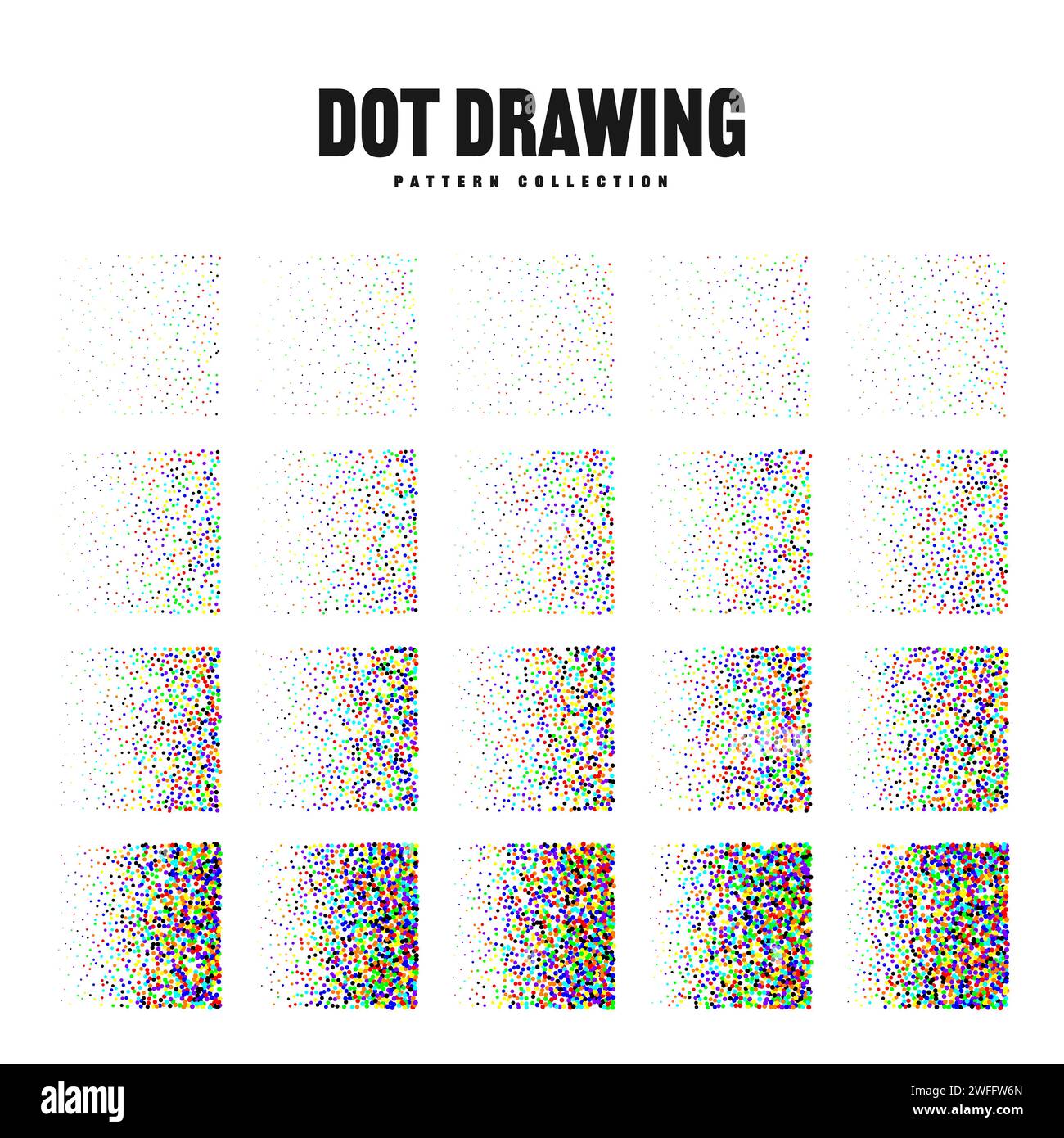 Square shaped dotted objects, vintage stipple elements. Stippling ...