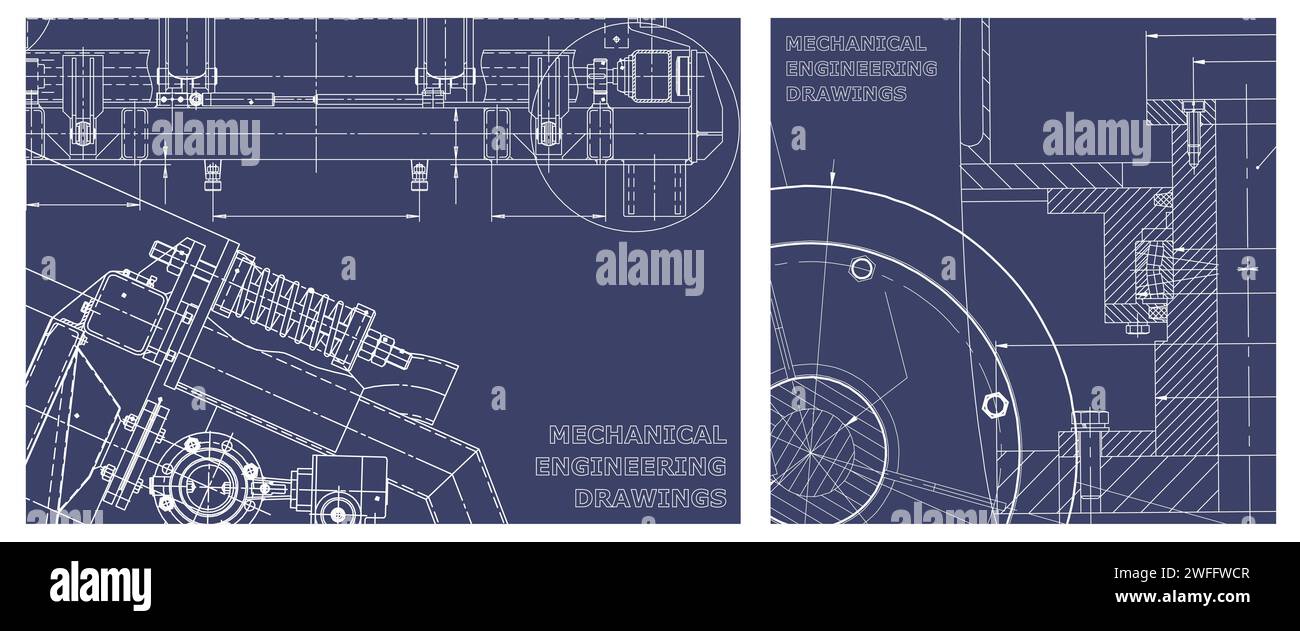 Computer aided design systems. Engineering illustration set. Technical ...