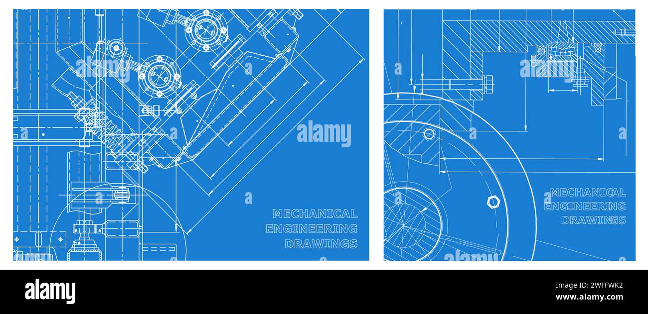 Engineering drawing set. Vector engineering illustration. Instrument ...