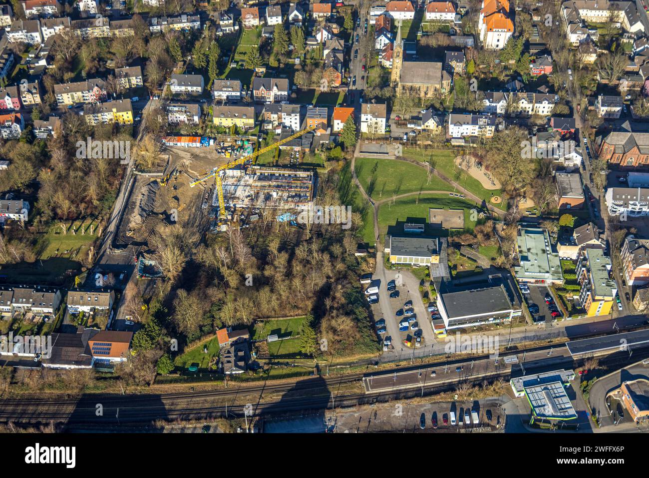 Luftbild, Park der Generationen, Baustelle für neues Bildungsquartier ...