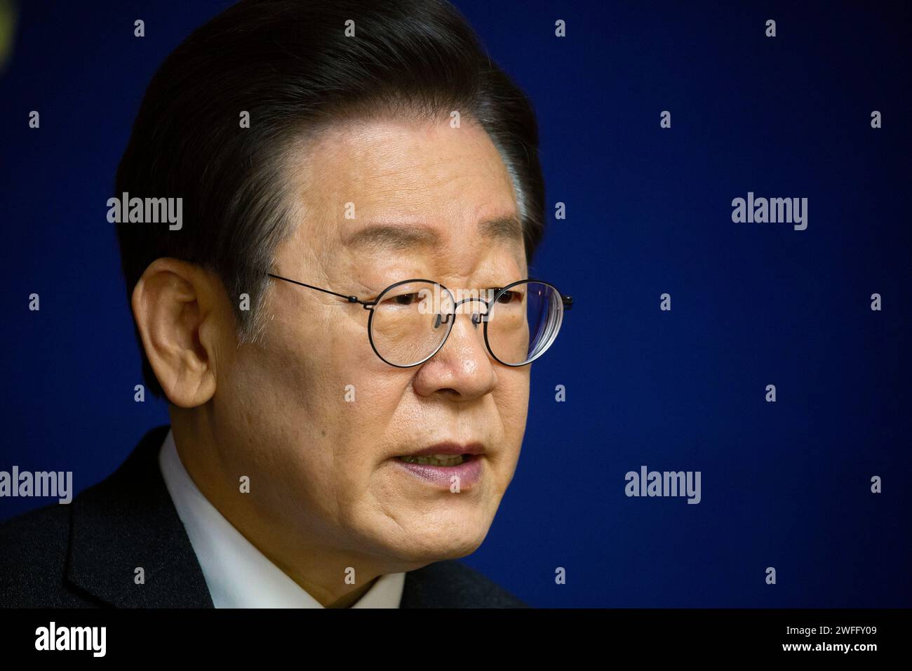Lee Jae-myung, leader of South Korea's main opposition Democratic Party, speaks during 2024 New ...