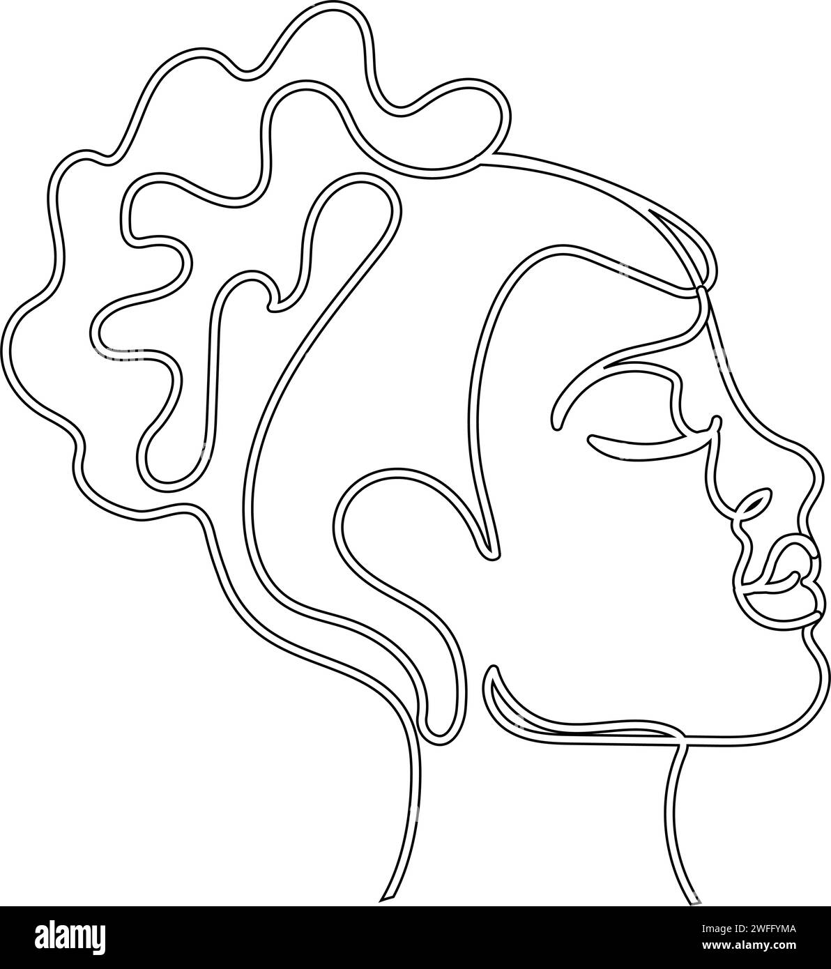 Outline of afro american girl character avatar Vector Stock Vector ...