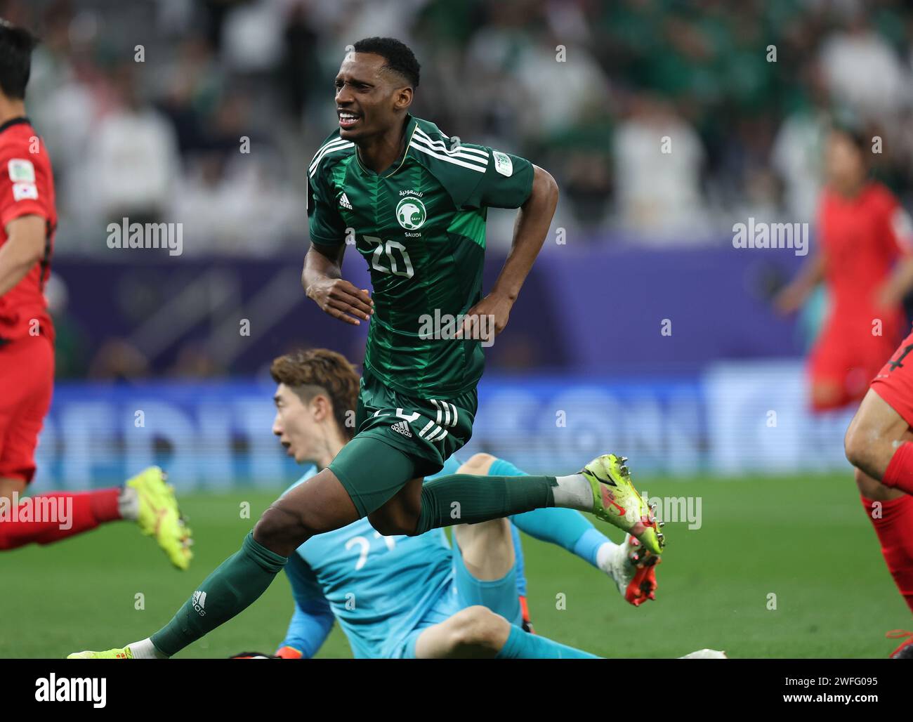 Doha, Qatar. 30th Jan, 2024. Abdullah Radif (C) of Saudi Arabia ...