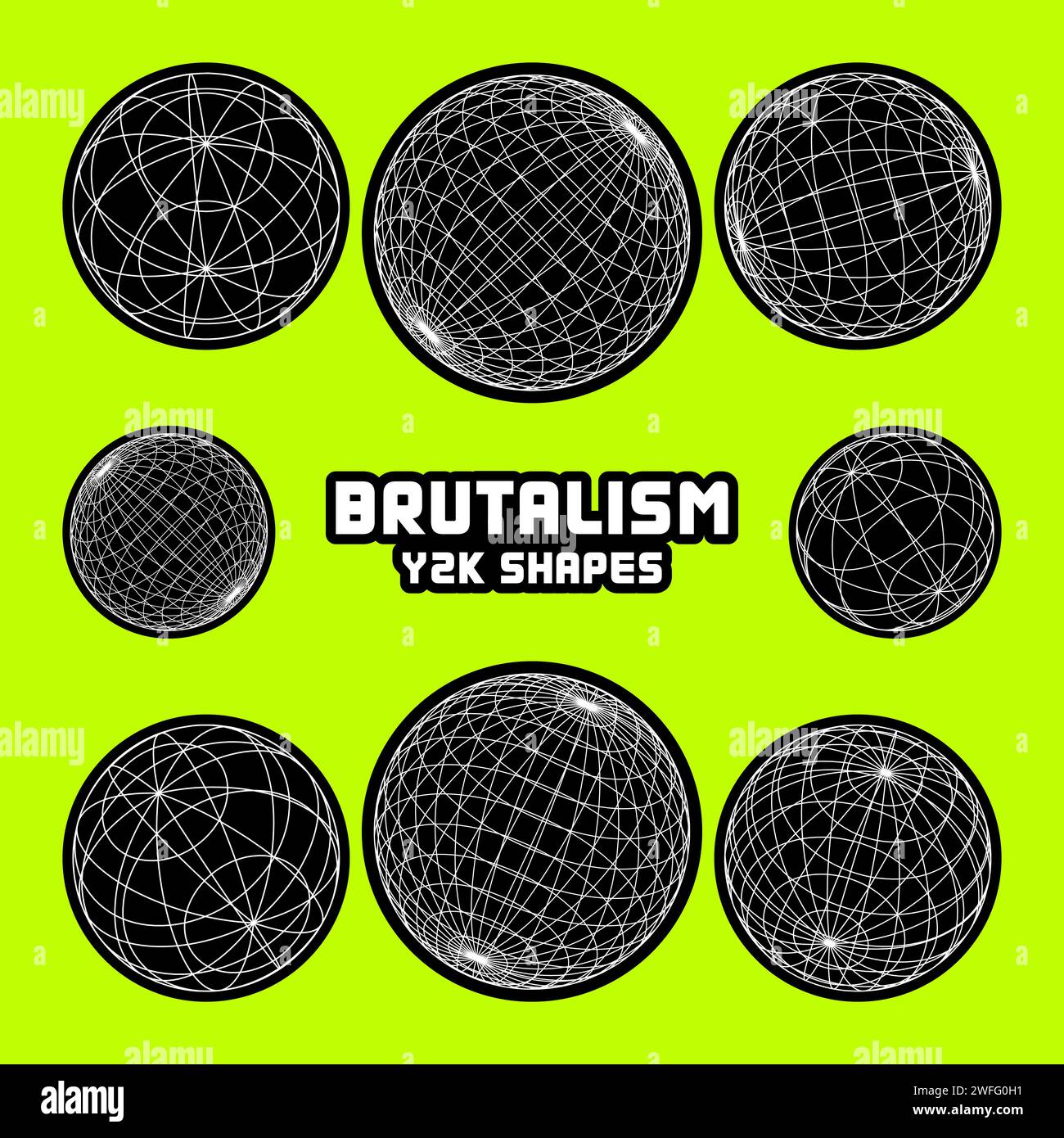 Wireframe shapes, lined sphere. Perspective mesh, 3d grid. Modern ...