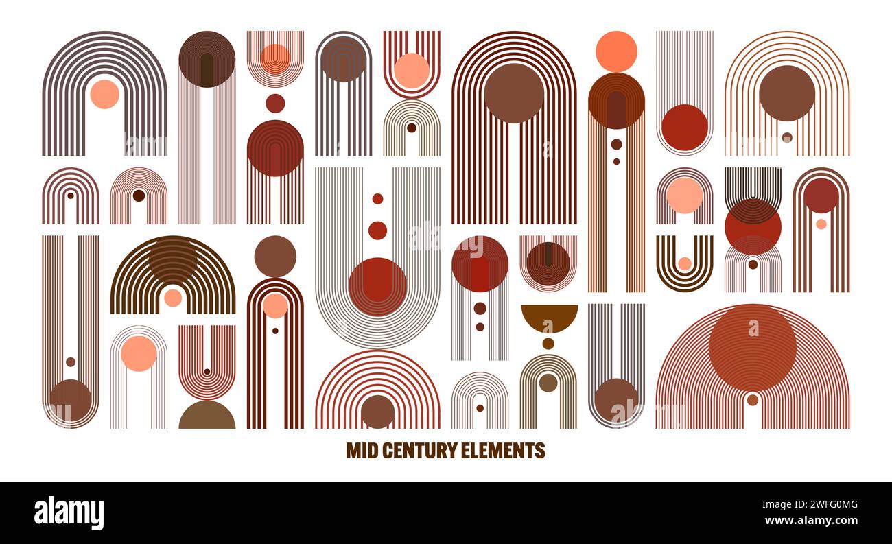 Mid century arch and circle elements, modern geometric shapes ...