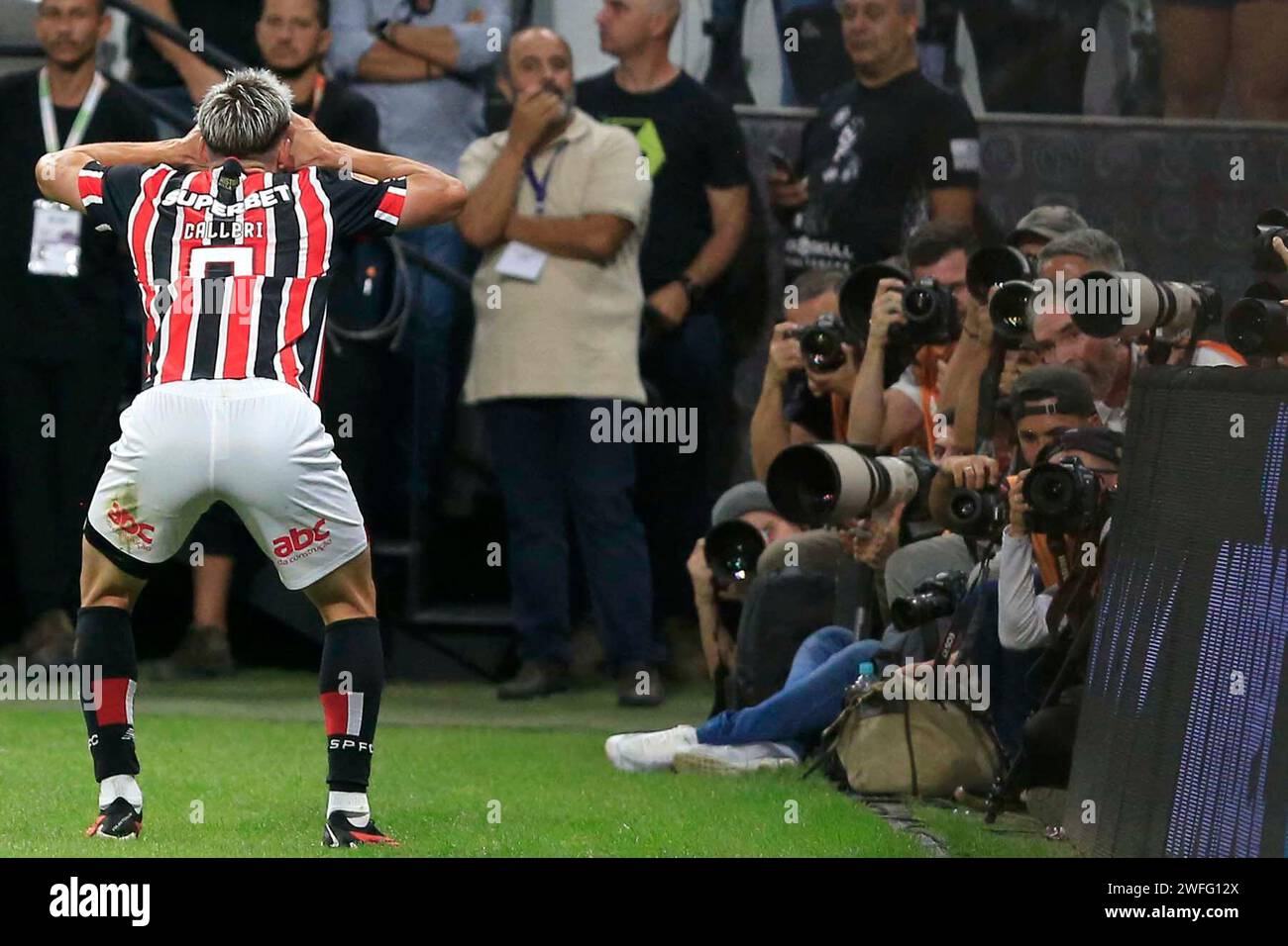 Sao Paulo, Brazil. 25th Jan, 2024. Calleri celebrates during the game ...